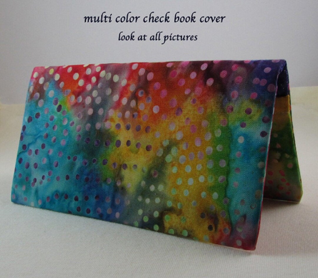 Multi Color Dots Fabric Checkbook Cover Coupon or Money Holder Colorful ...