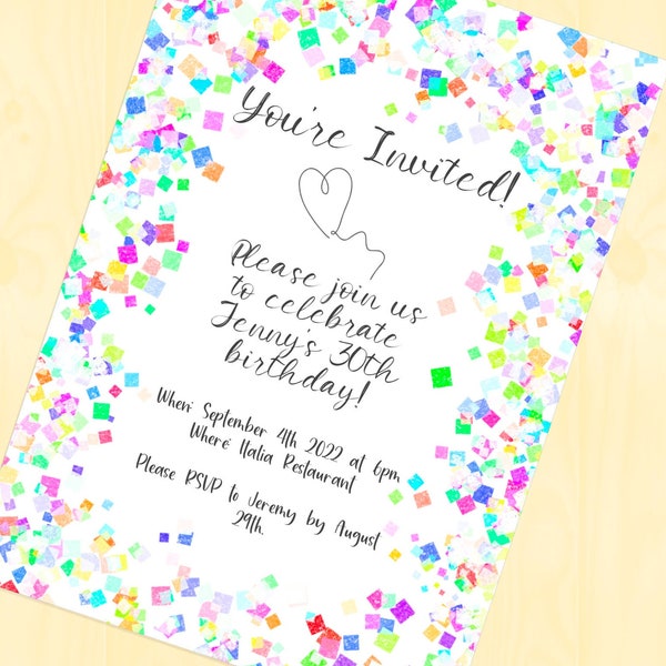 Balloon Border Invitation - Etsy