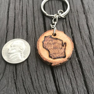 Any State Wood Burned Wood Slice Keychain Customized Rustic - Etsy