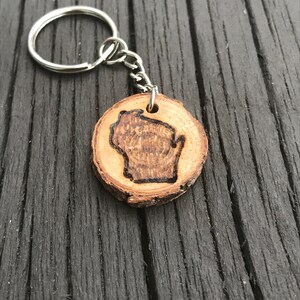 Any State Wood Burned Wood Slice Keychain Customized Rustic | Etsy