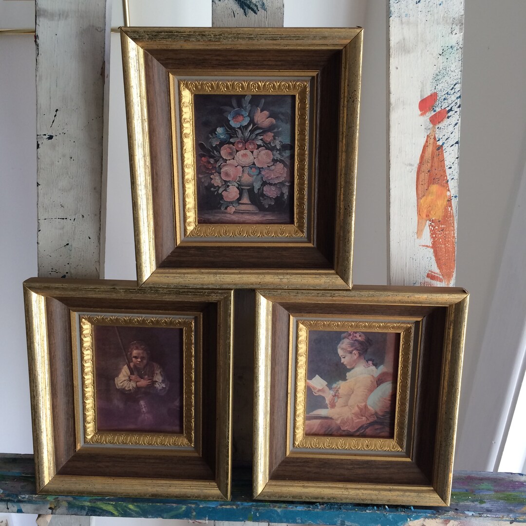 Small Wooden Shadow Box Type Canvas Board Frames Set of Three - Etsy