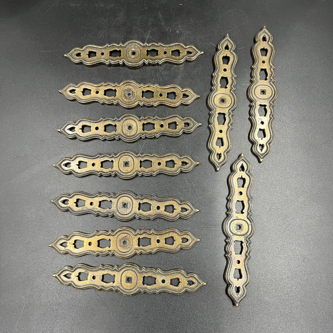 Salvaged Drawer Handle Backplates Set of Ten 10 Brass Metal MLR1307 ...
