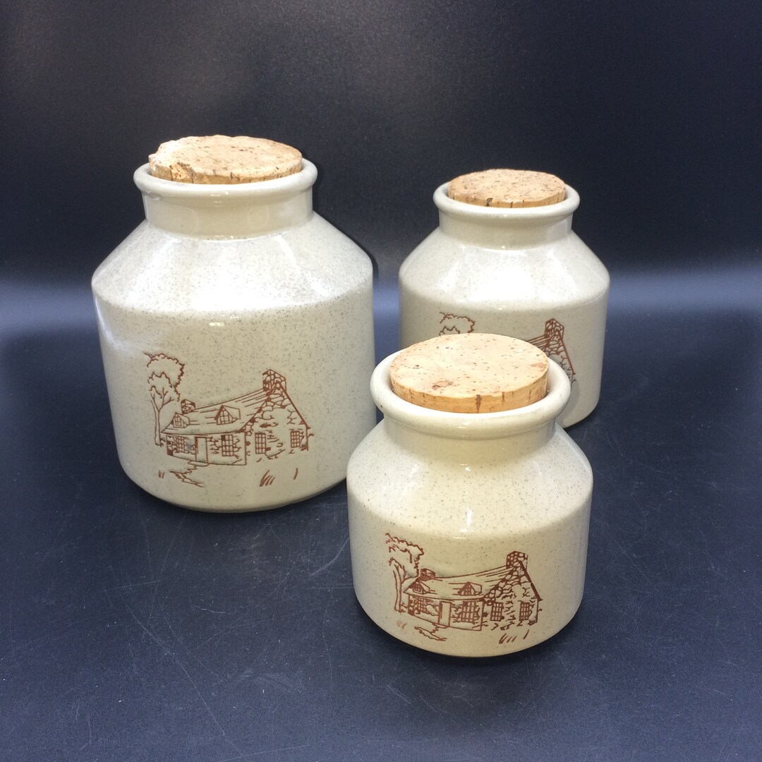 Vintage Earthenware French Style Kitchen Crocks Canisters - Etsy