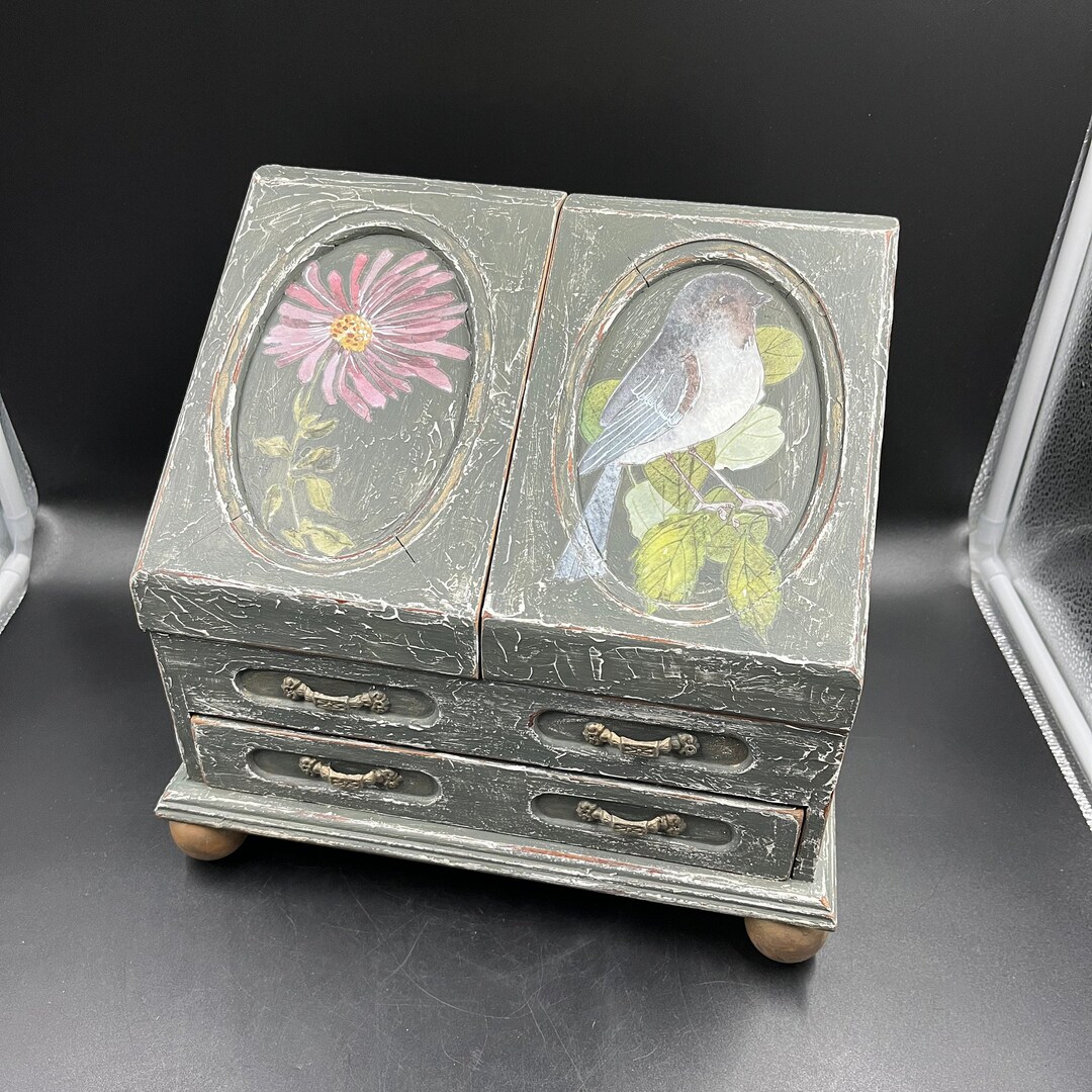 Upcycled Wooden Jewelry Box Fusion Paint IOD Transfers Relined - Etsy
