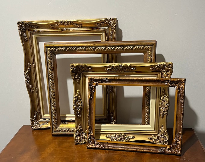 Bundle Mismatched Ornate Canvas Frames Gold Tone Vintage Gallery ...