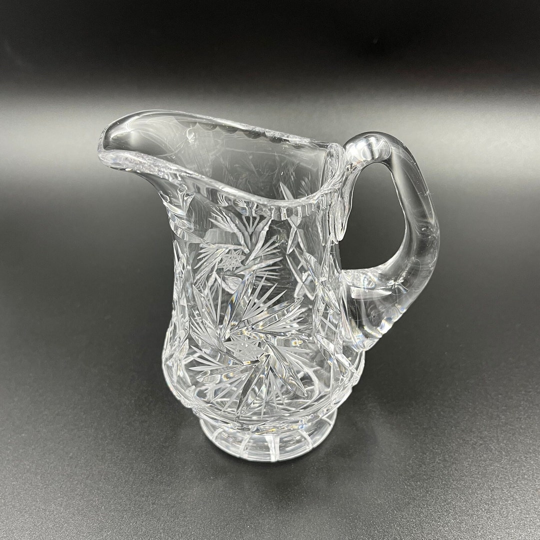 Vintage Pinwheel Bohemia Crystal Glass Footed Creamer Milk Pitcher ...