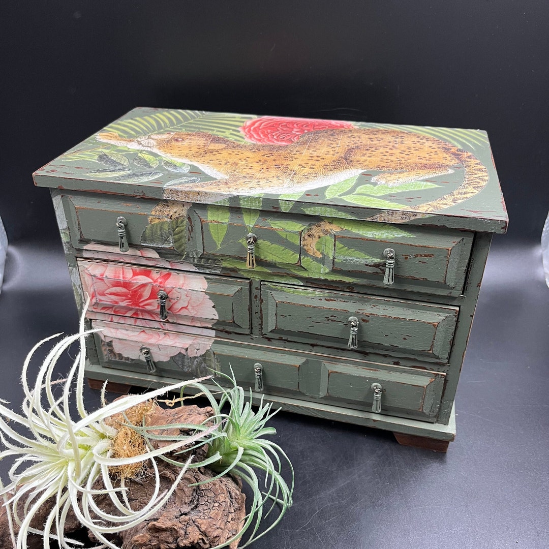 Upcycled Painted Jewelry Box IOD Transfers Second Chance Vintage Object ...