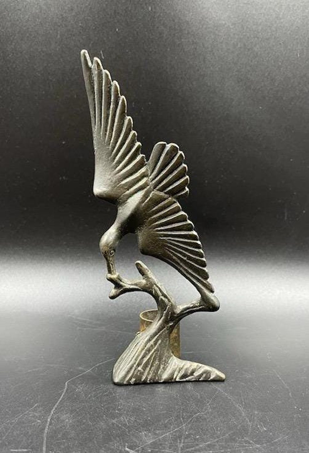RARE Small MCM Bronze Metal Bird in Flight Figurine Sculpture/candle ...