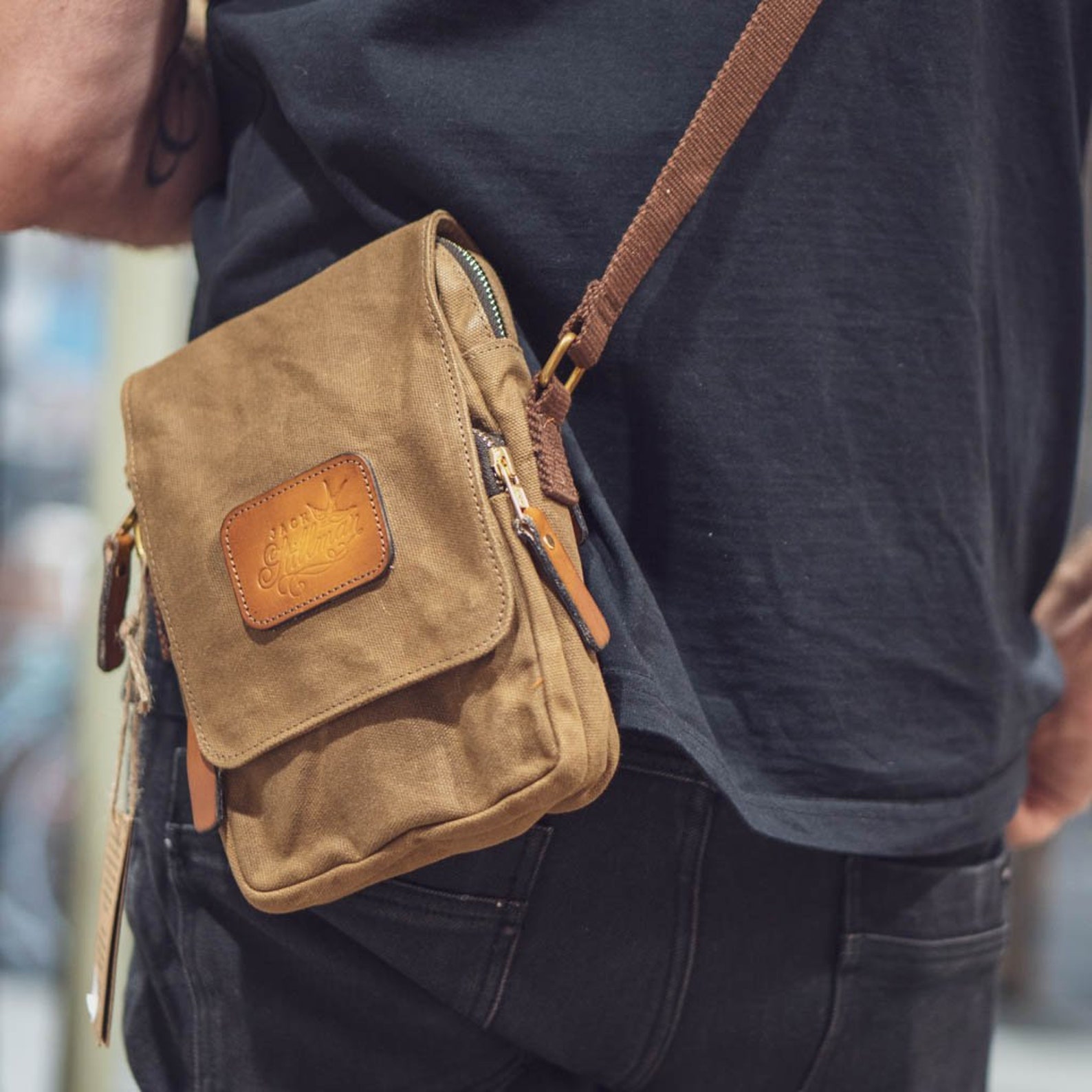 Sling Bag Men Sling Bag Canvas Sling Bag Leather Sling Bag - Etsy