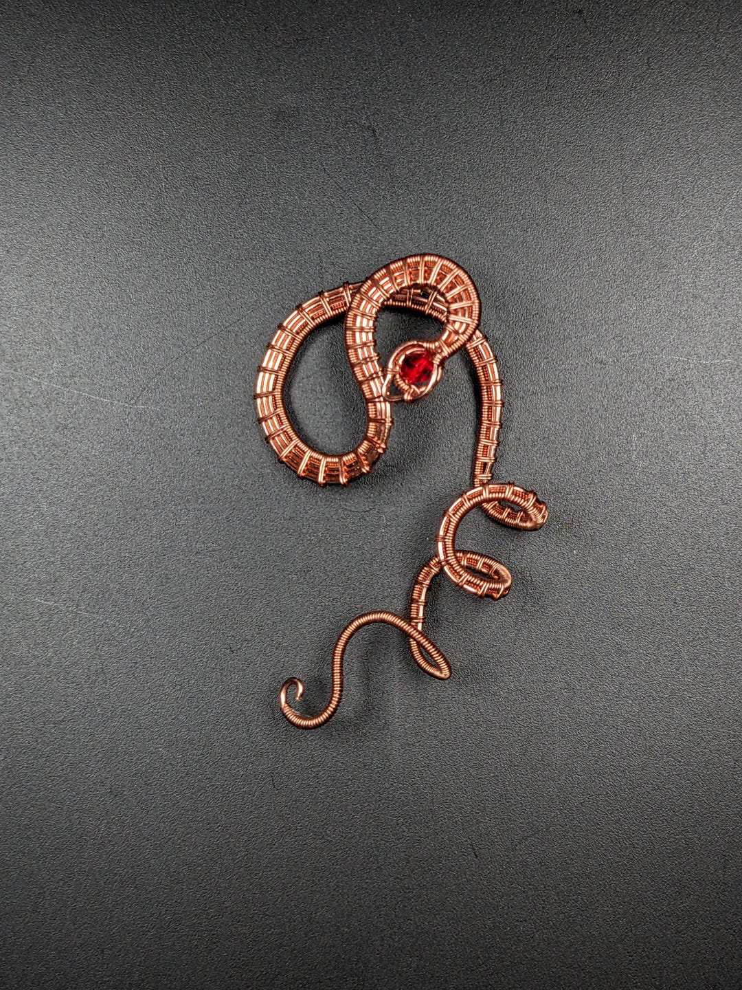 Serpent Ear Cuff With Copper Woven Wire and a Bright Red Crystal - Etsy