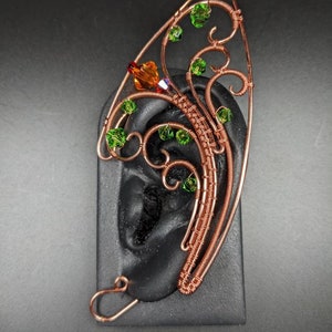 Tiger Lily Elf Ear Cuffs With Copper Woven Wire and Crystal - Etsy
