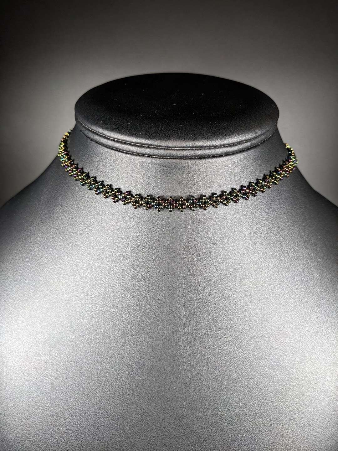 Dark Forest Iris Diamond Pattern Choker Necklace With Extender Chain - Etsy