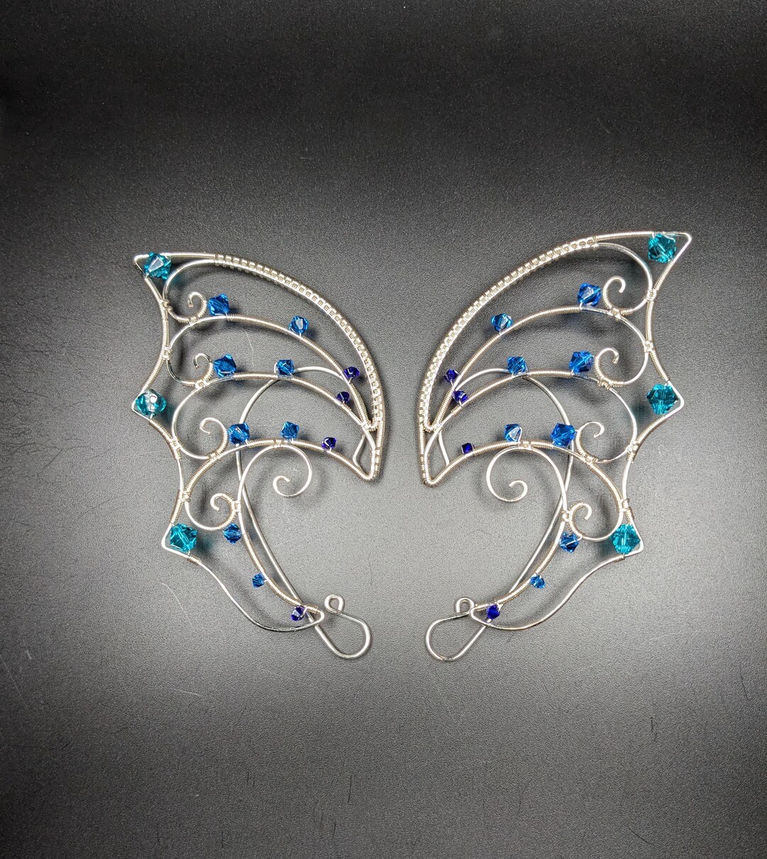 Mermaid Ear Cuffs With Silver Woven Wire and Blue Crystals - Etsy