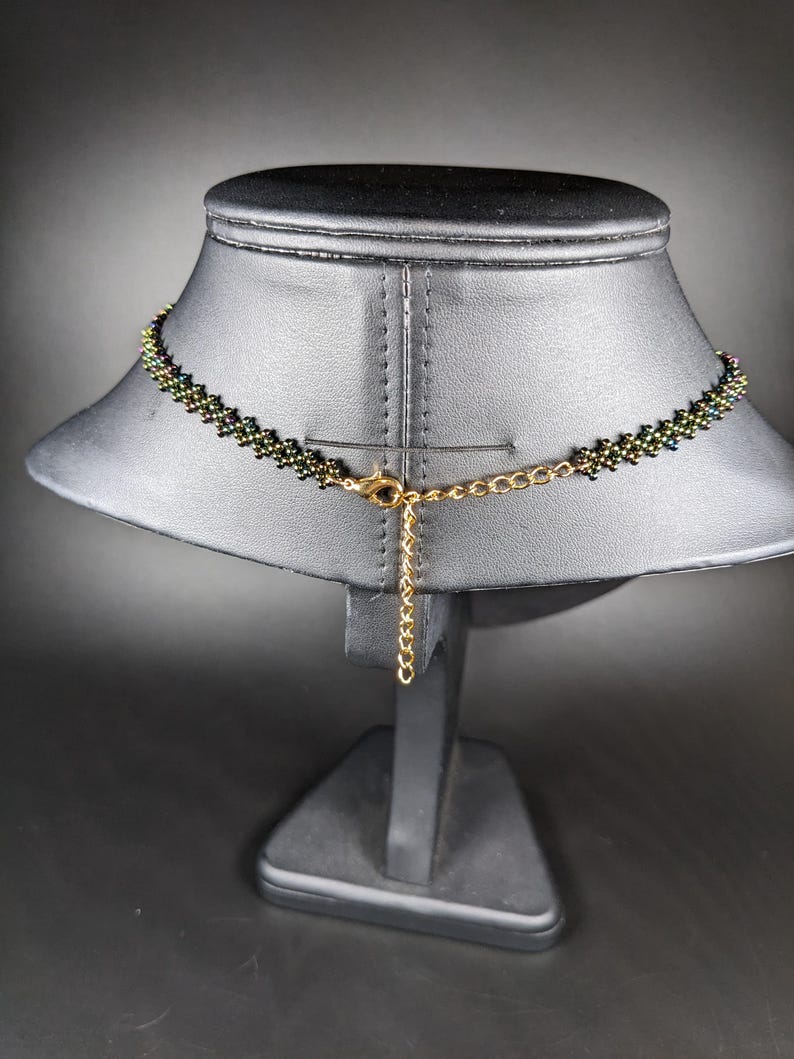 Dark Forest Iris Diamond Pattern Choker Necklace With Extender Chain - Etsy