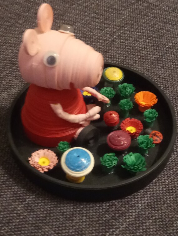 Quilled Peppa Pig in Garden With Flowers and Mushrooms - Etsy