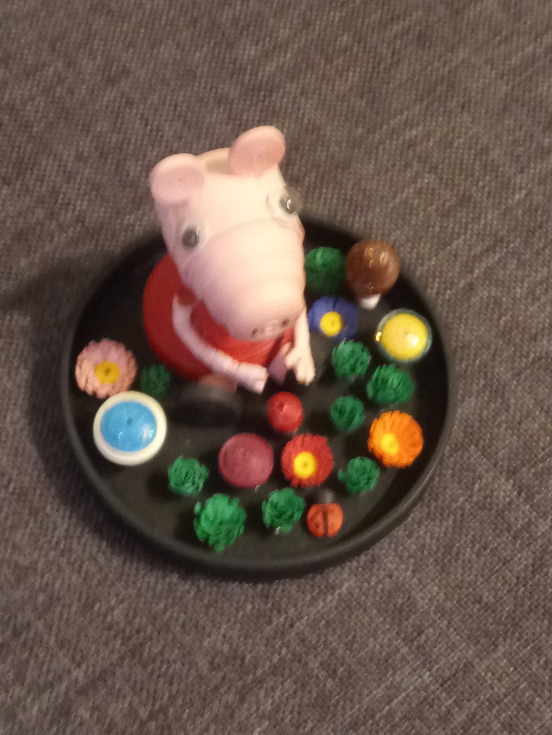 Quilled Peppa Pig in Garden With Flowers and Mushrooms - Handmade Tiny ...