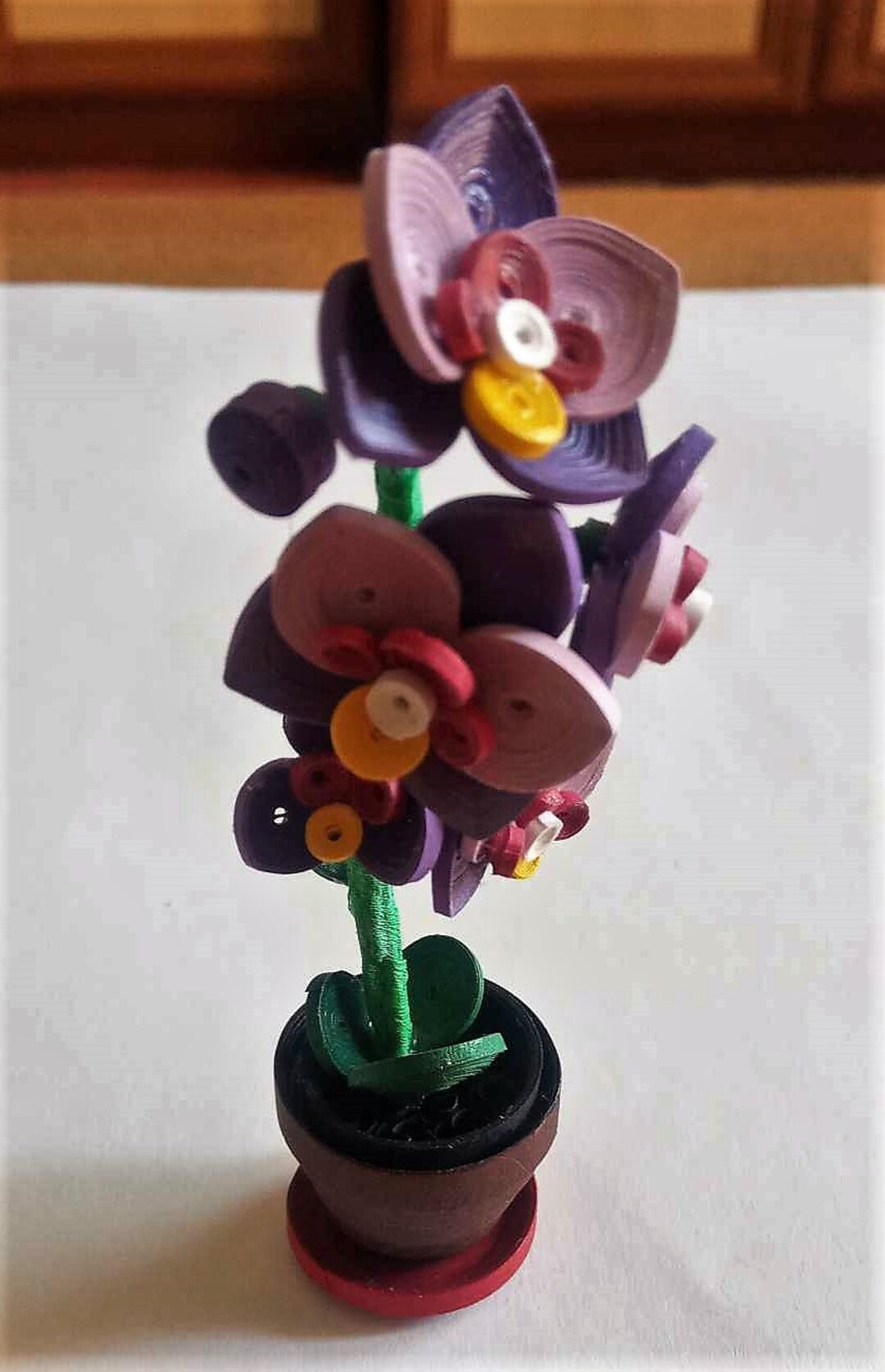 Quilled 'bonsai' Potted Flower - Handmade Tiny Orchid - Gift - Home ...