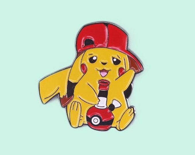 Pikachu Smoking Weed Enamel Pin - Pokemon Bong Pin - Etsy