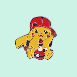 Pikachu smoking weed Enamel Pin Pokemon bong pin | Etsy