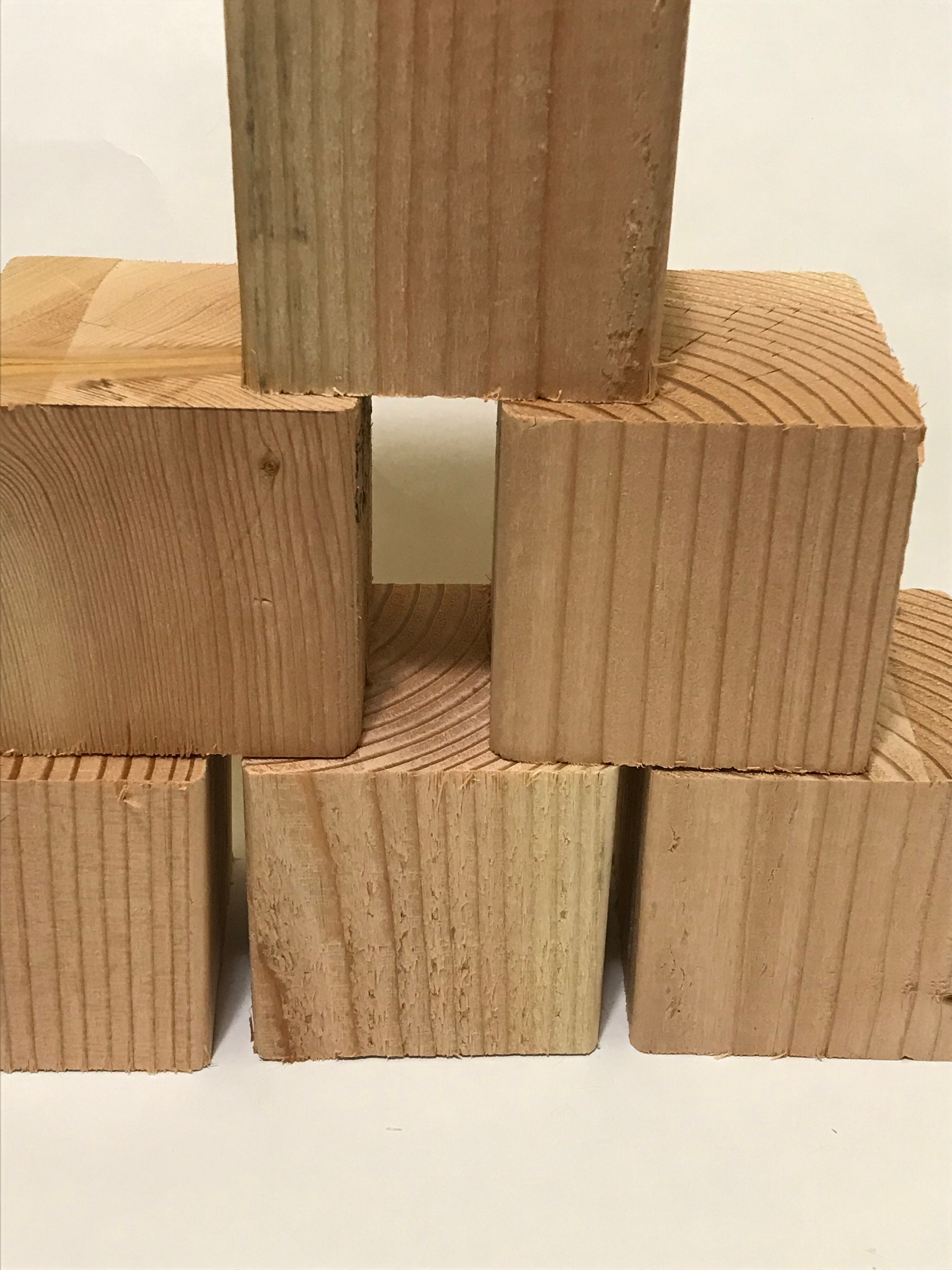 12 Large UNSANDED Solid Wood Blocks, Approx 3.5" X 3.5", All Natural ...