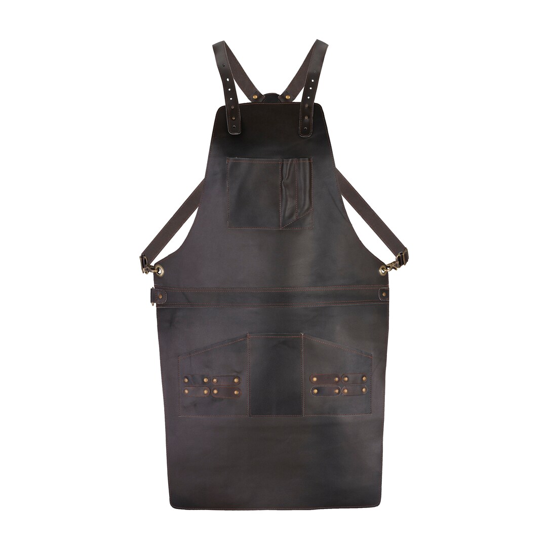 Chocolate Brown Full Grain Leather Apron Hairdresser Apron -BBQ Apron ...