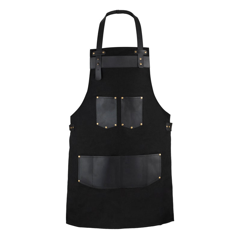 Top Grain Leather and Canvas Apron Butcher Apron - Cook Apron - BBQ ...