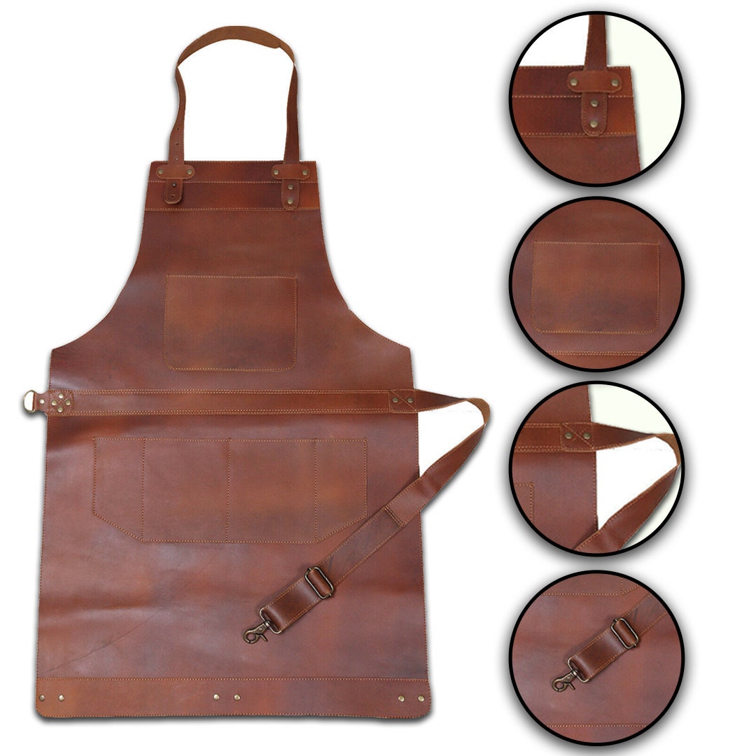 Tan Full Grain Leather Apron Butcher Apron -cook Apron -BBQ Apron ...