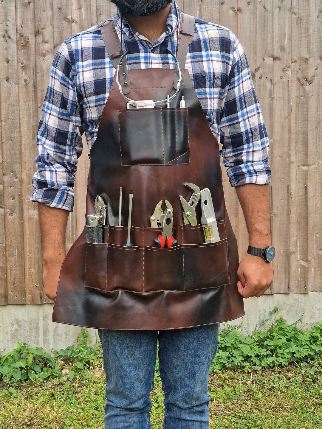 Leather Tool Working Apron | 12 Pocket Tool Apron | Unisex Leather ...