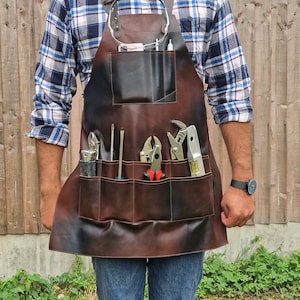 Leather Tool Working Apron | 12 Pocket Tool Apron | Unisex Leather ...