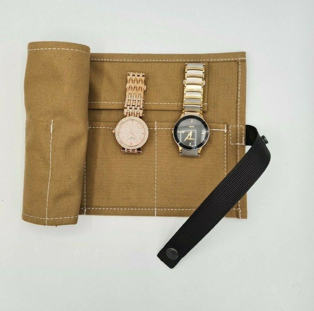 Canvas Watch Strap and Watch Case, Travel Accessories, Pouch Watch ...