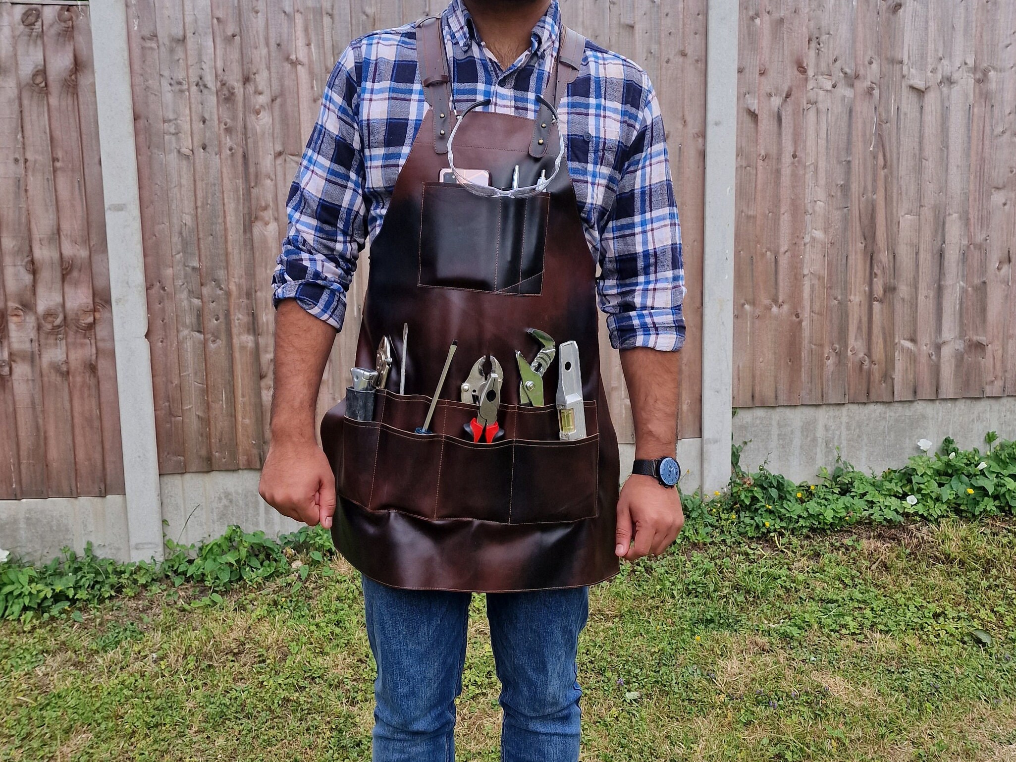 Leather Tool Working Apron | 12 Pocket Tool Apron | Unisex Leather ...