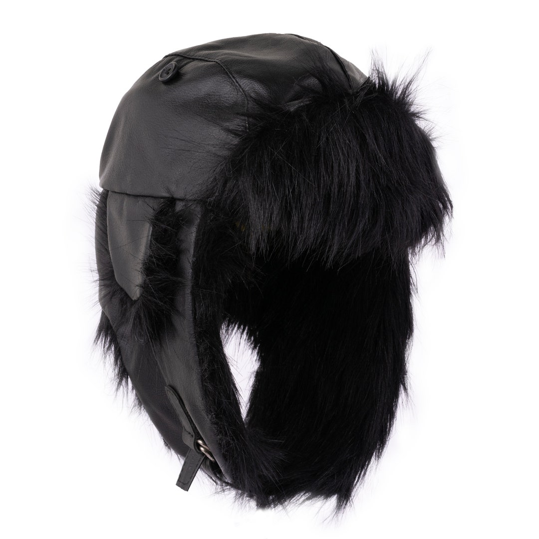 Handmade Leather Bomber Hat, Ear Flap Hat Trapper Hat, Winter Warm Hat ...
