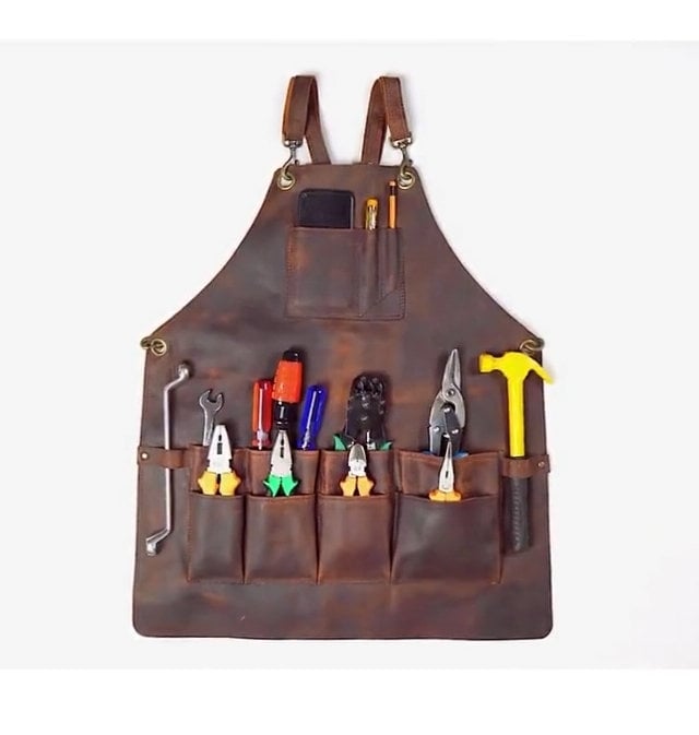 Leather Tool Working Apron | 12 Pocket Tool Apron | Unisex Leather ...