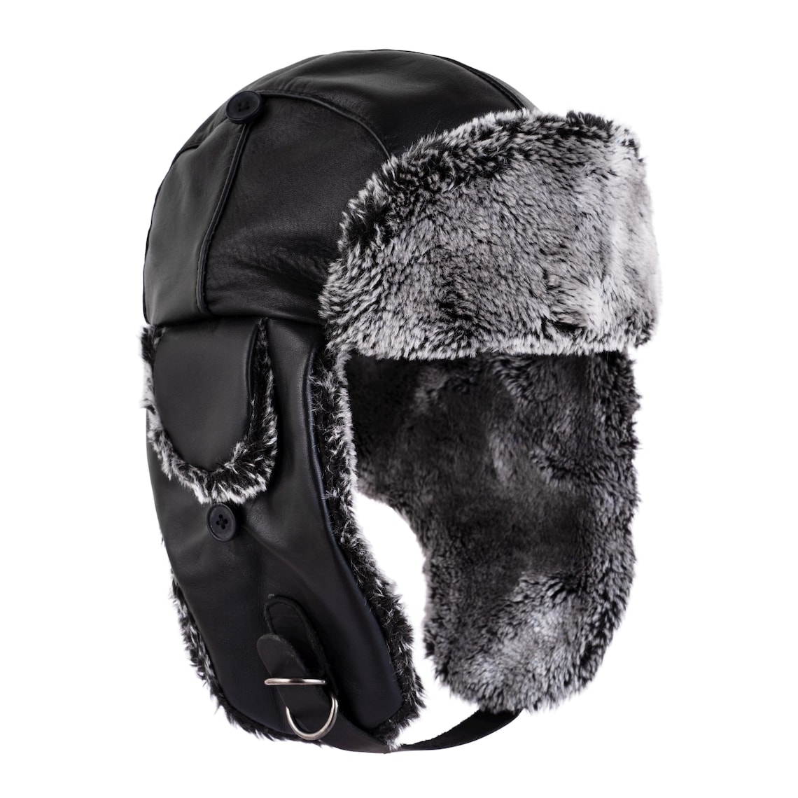 Handmade Leather Bomber Hat, Ear Flap Hat Trapper Hat, Winter Warm Hat ...