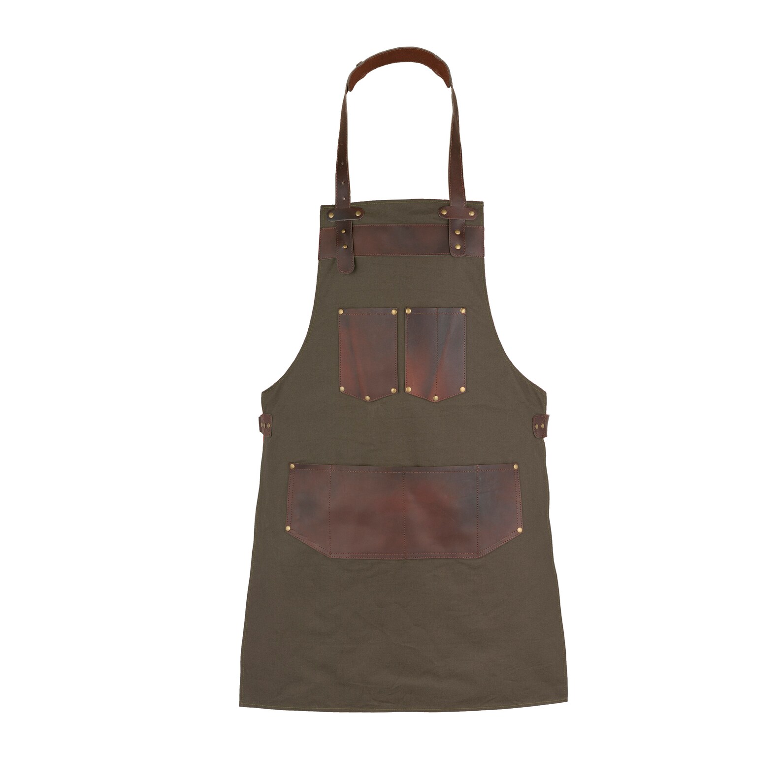 Top Grain Leather and Canvas Apron Butcher Apron - Cook Apron - BBQ ...