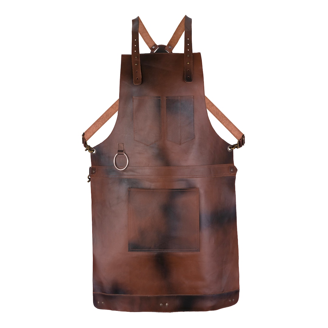 Cognac Brown Full Grain Leather Apron Butcher Apron -cook Apron -BBQ ...