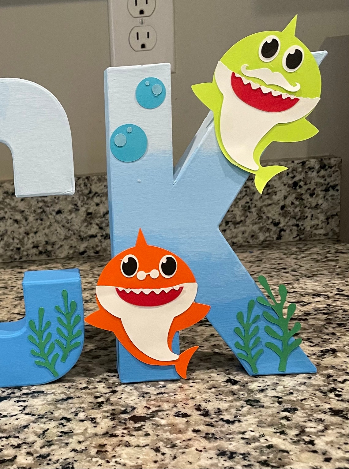 Baby Shark Letters Baby Shark Theme Party One Letters - Etsy