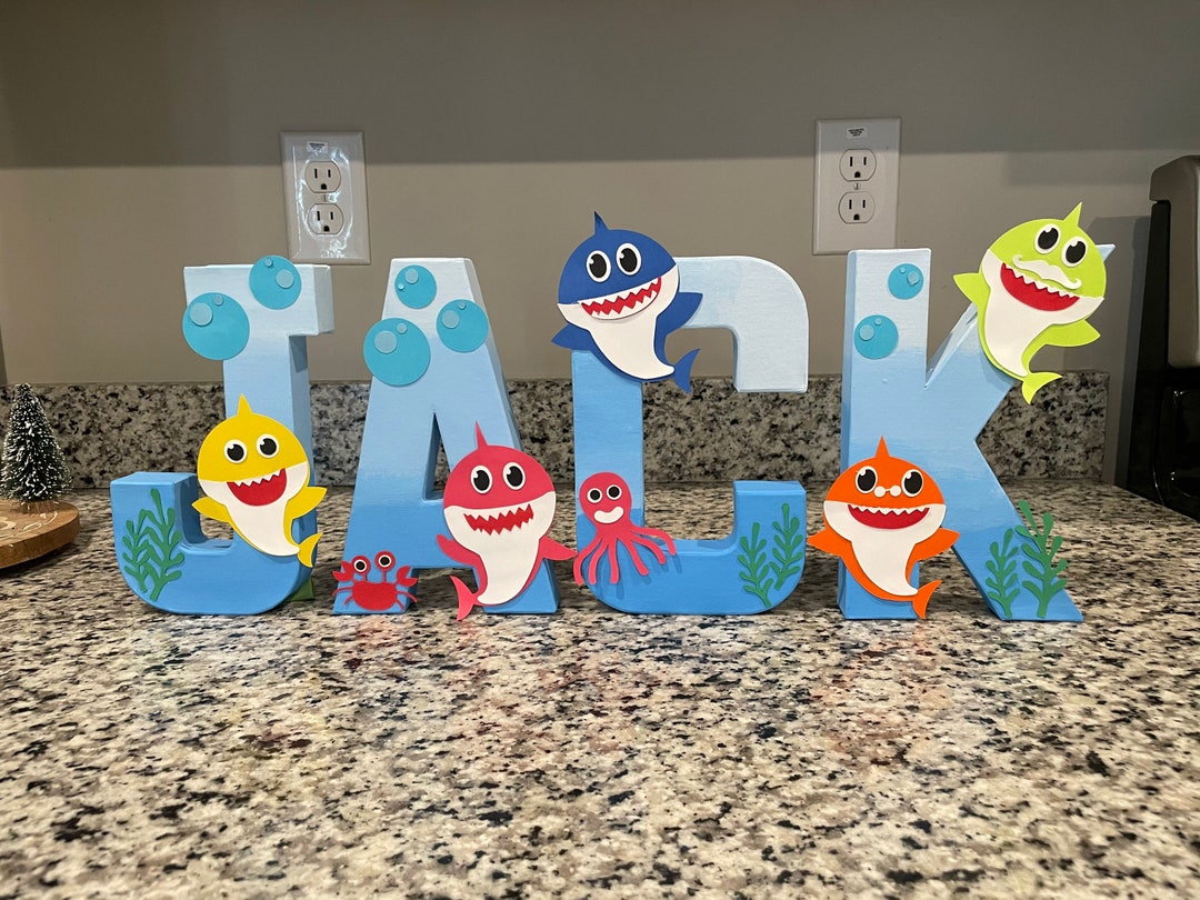 Baby Shark Letters, Baby Shark Theme Party, One Letters, Custom Letters ...