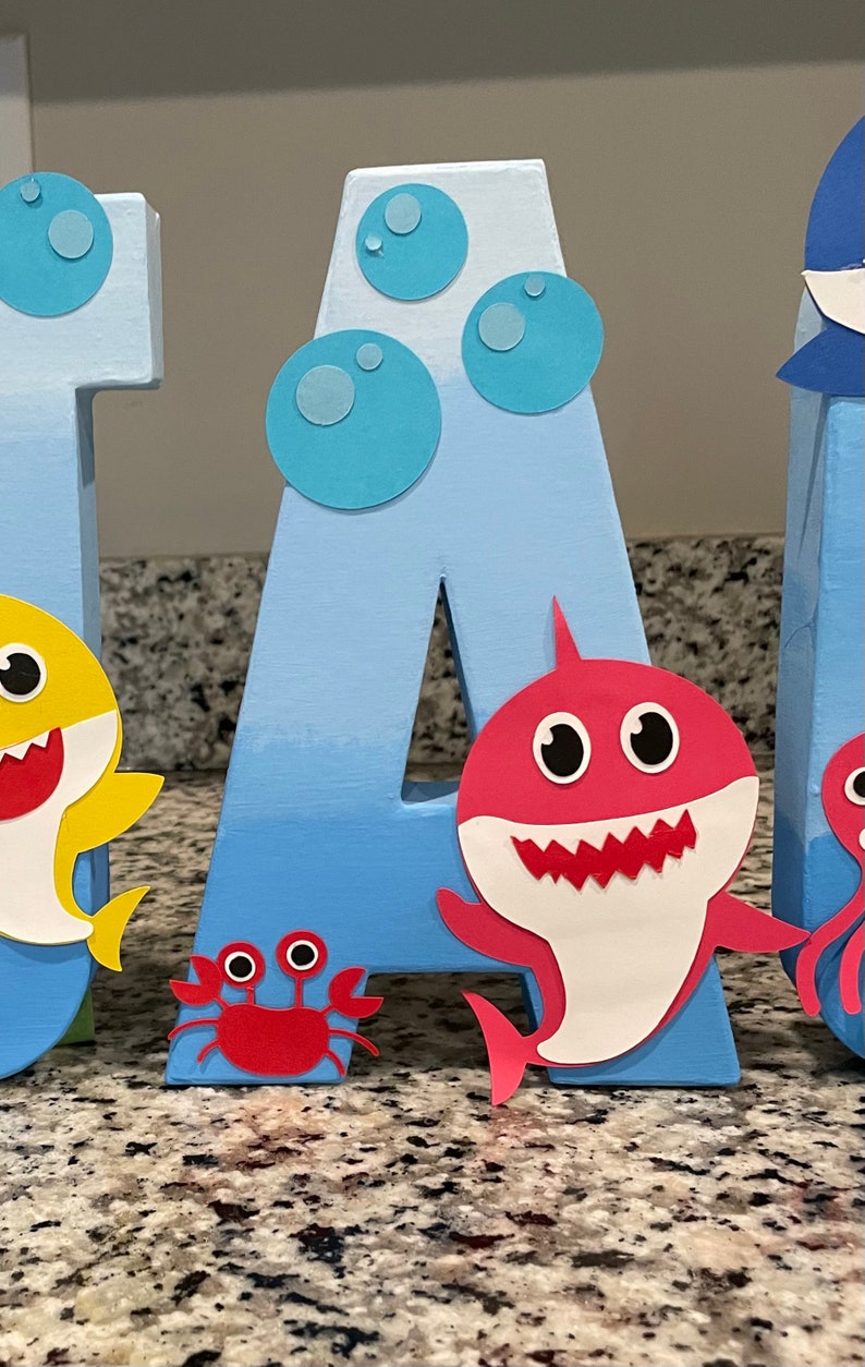 Baby Shark Letters Baby Shark Theme Party One Letters - Etsy