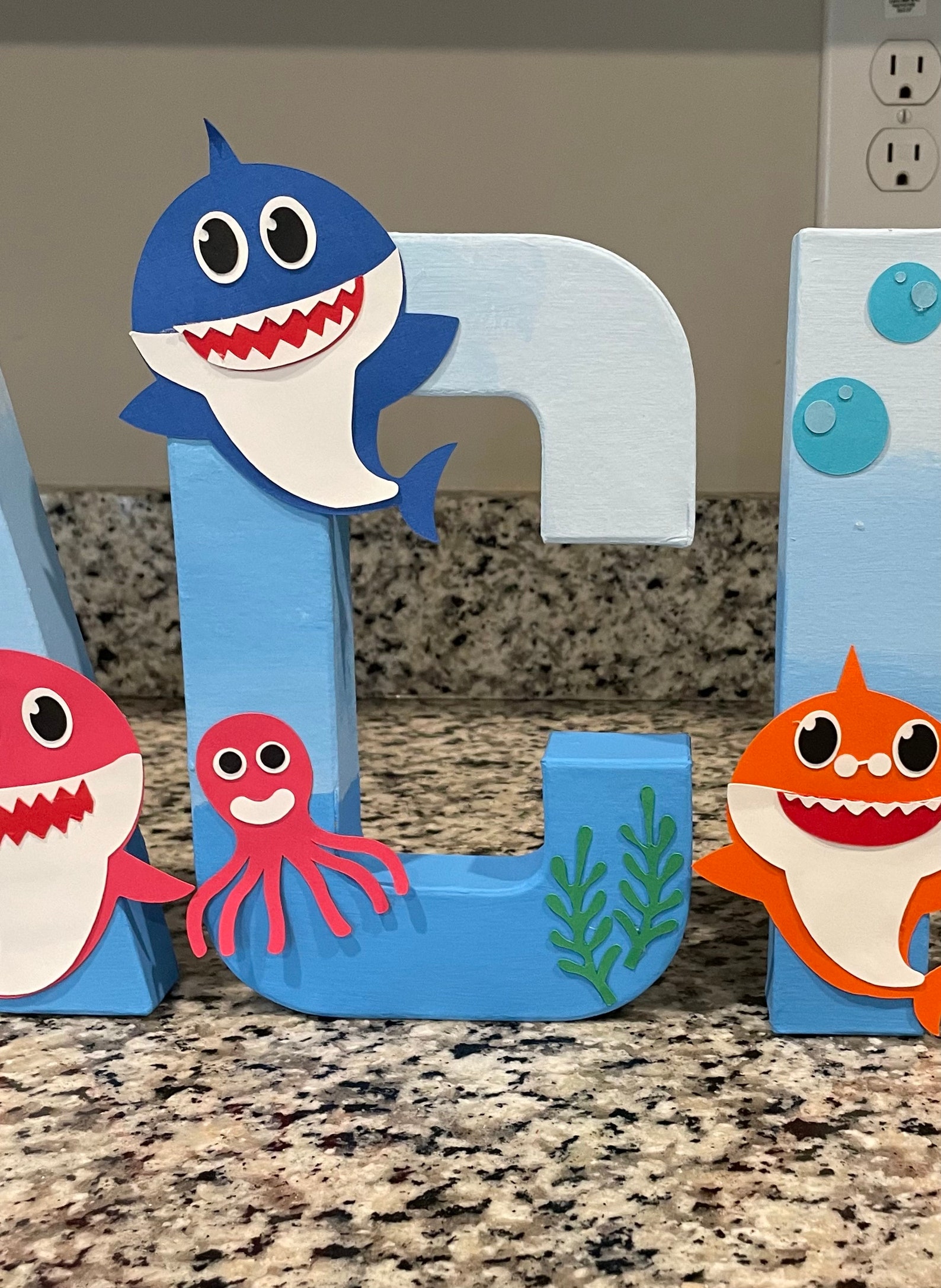 Baby Shark Letters Baby Shark Theme Party One Letters - Etsy