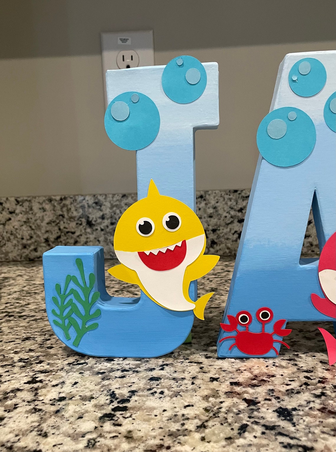 Baby Shark Letters Baby Shark Theme Party One Letters - Etsy