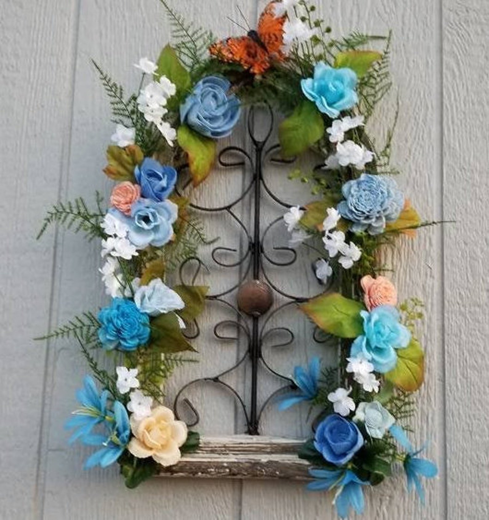 Wall Décor, Decorated Rustic Wood & Metal Window Frame, House Warming ...