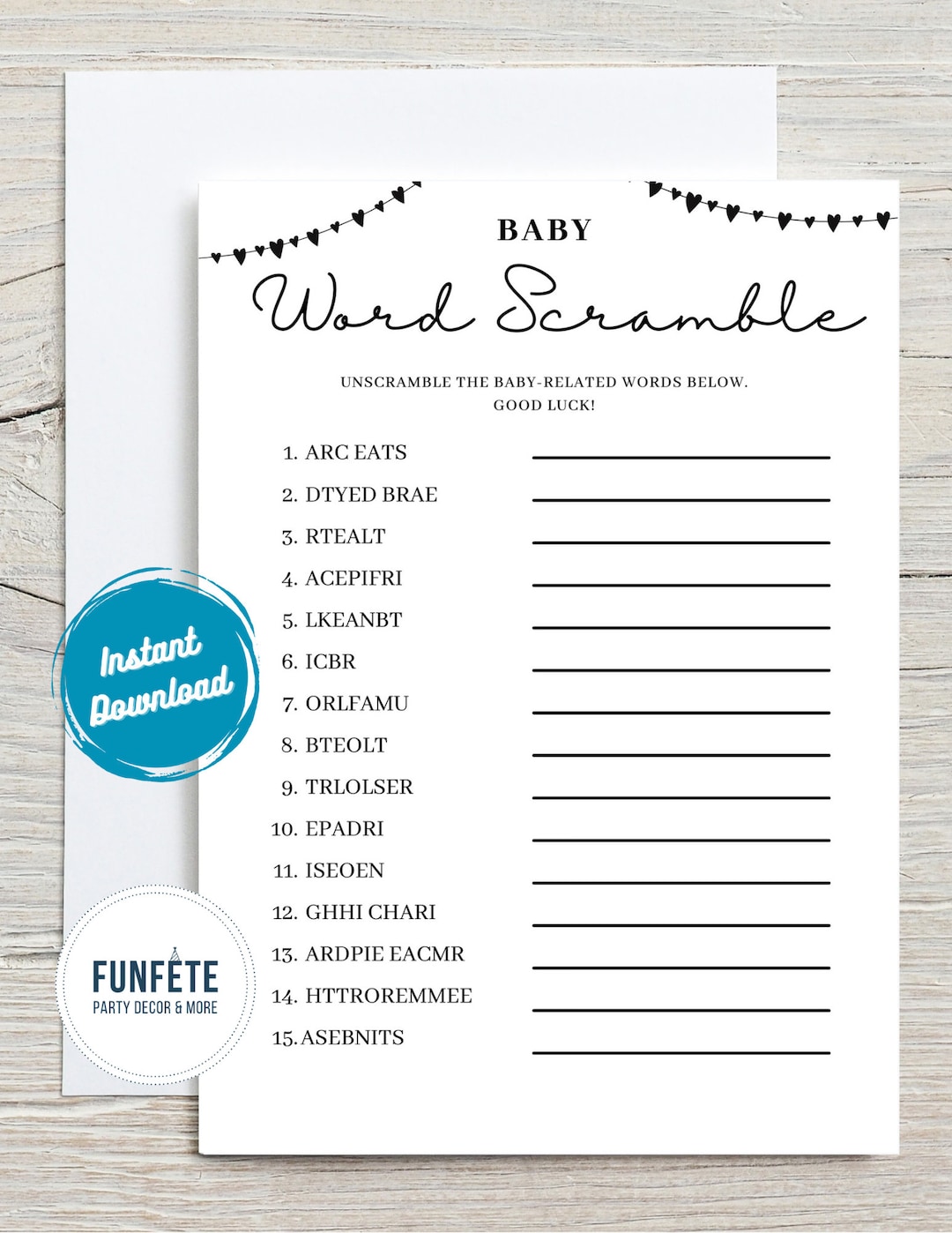 Printable Word Scramble Baby Shower Game With Answer Key, Instant ...