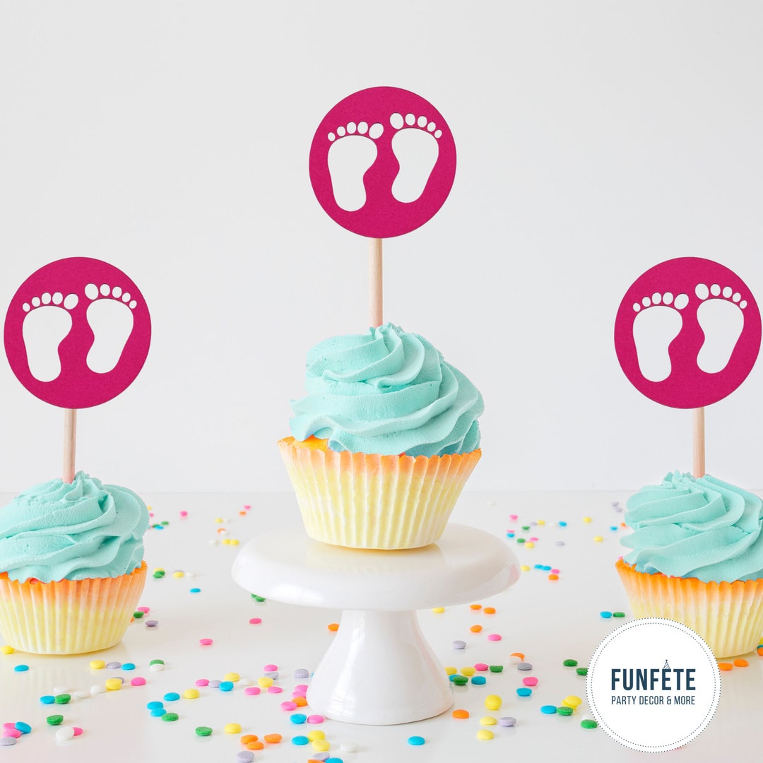 Baby Feet Cupcake Toppers: Pink Baby Shower Decorations - Etsy