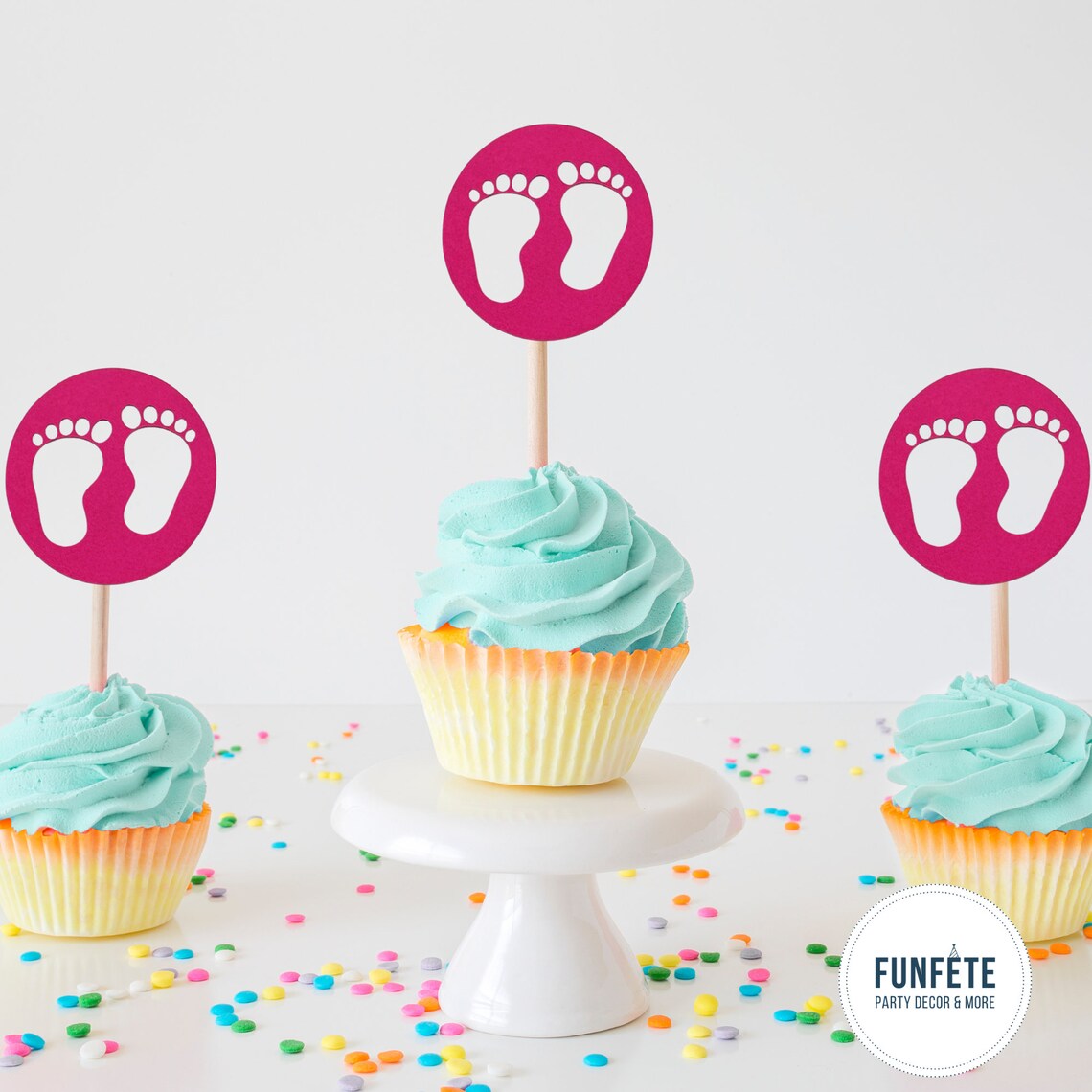 Baby Feet Cupcake Toppers: Pink Baby Shower Decorations - Etsy