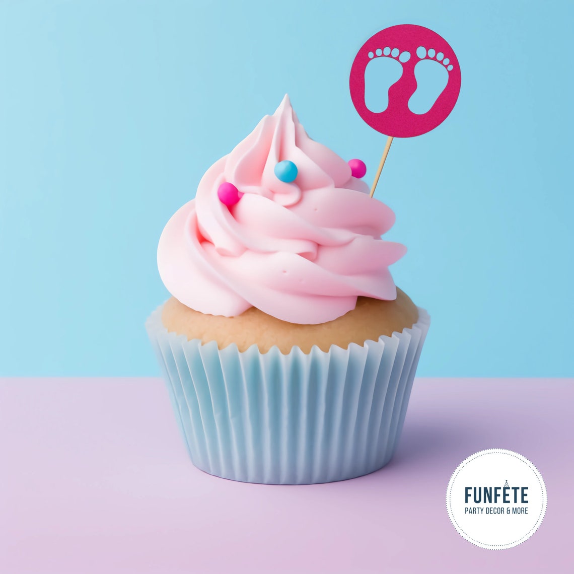 Baby Feet Cupcake Toppers: Pink Baby Shower Decorations - Etsy
