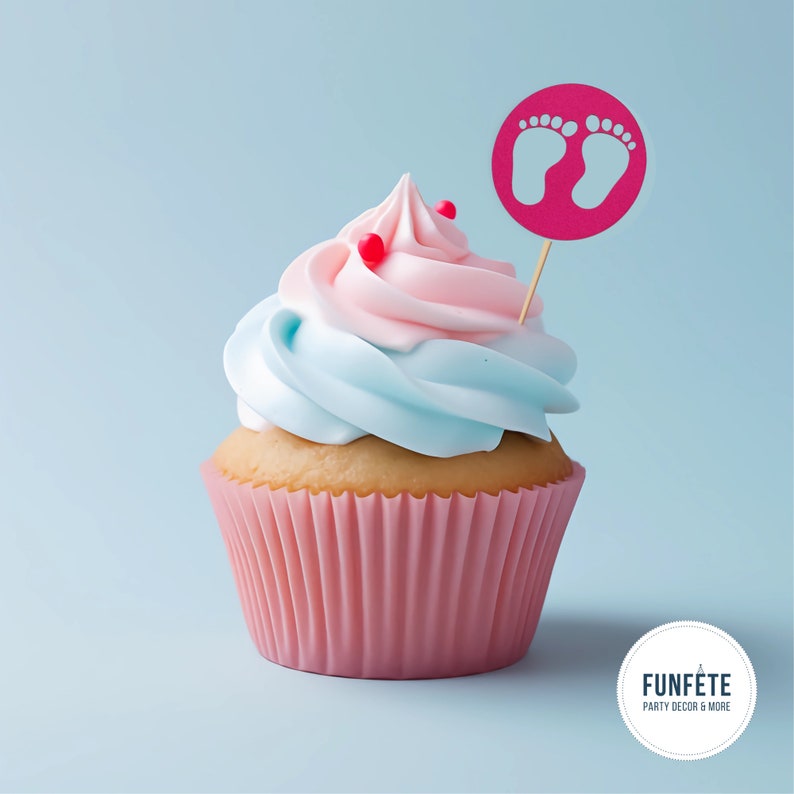 Baby Feet Cupcake Toppers: Pink Baby Shower Decorations - Etsy