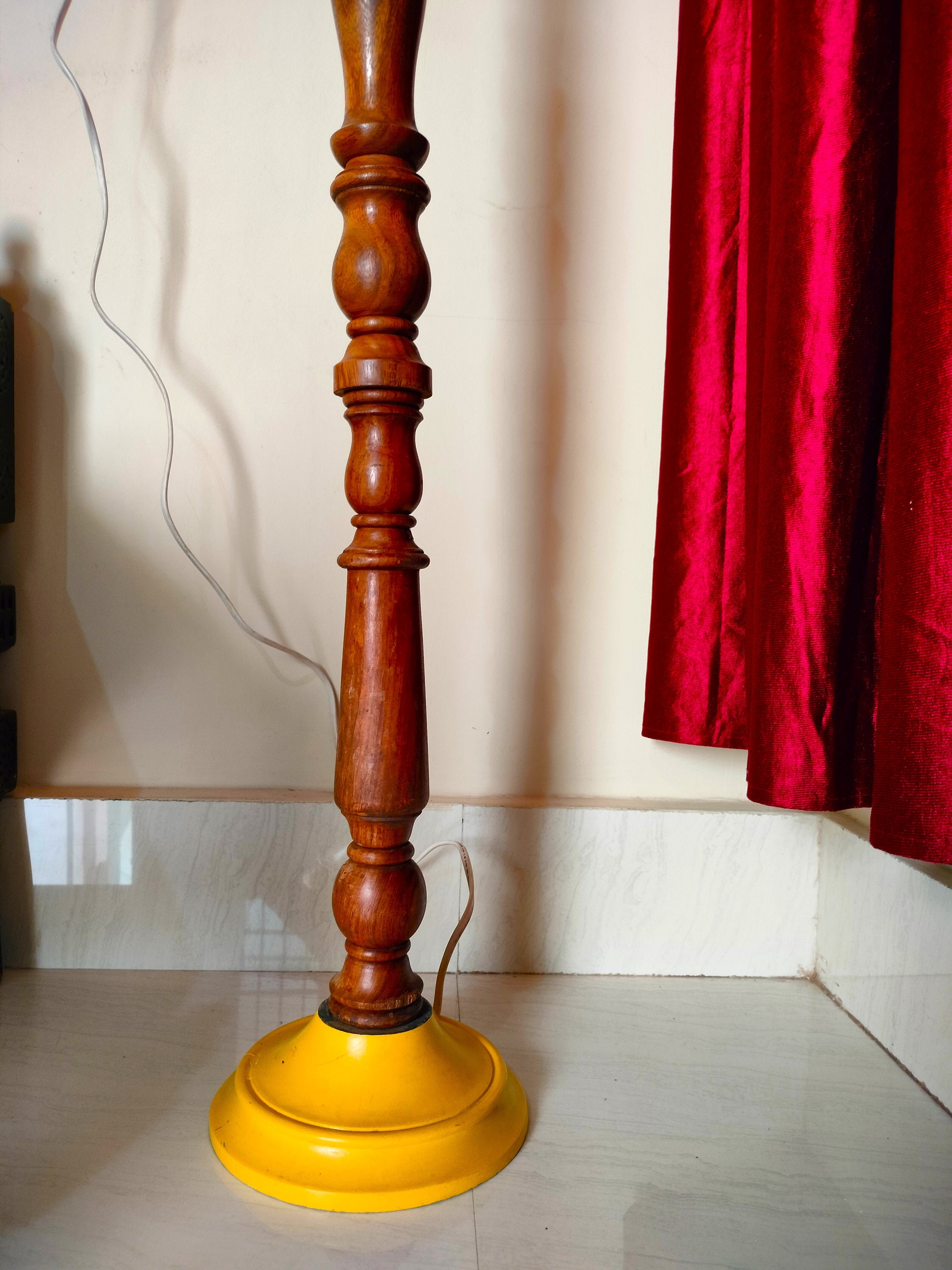TALL FLOOR LAMP Antique Carved Wooden Floor Lamp Base With Holder ...