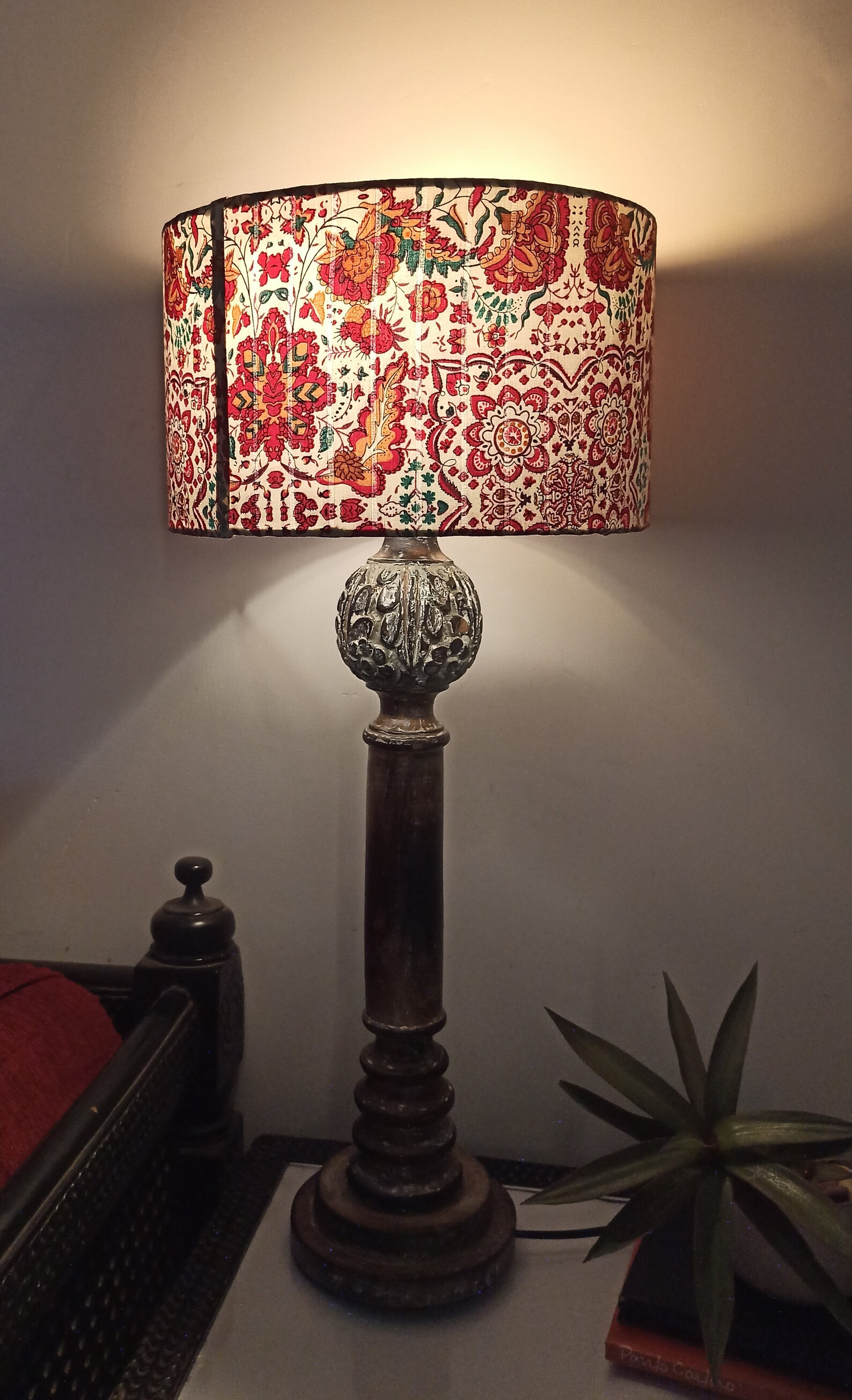 Real Antique Wooden Lamp Base Intricately Hand Carved Wooden Lamp Base ...