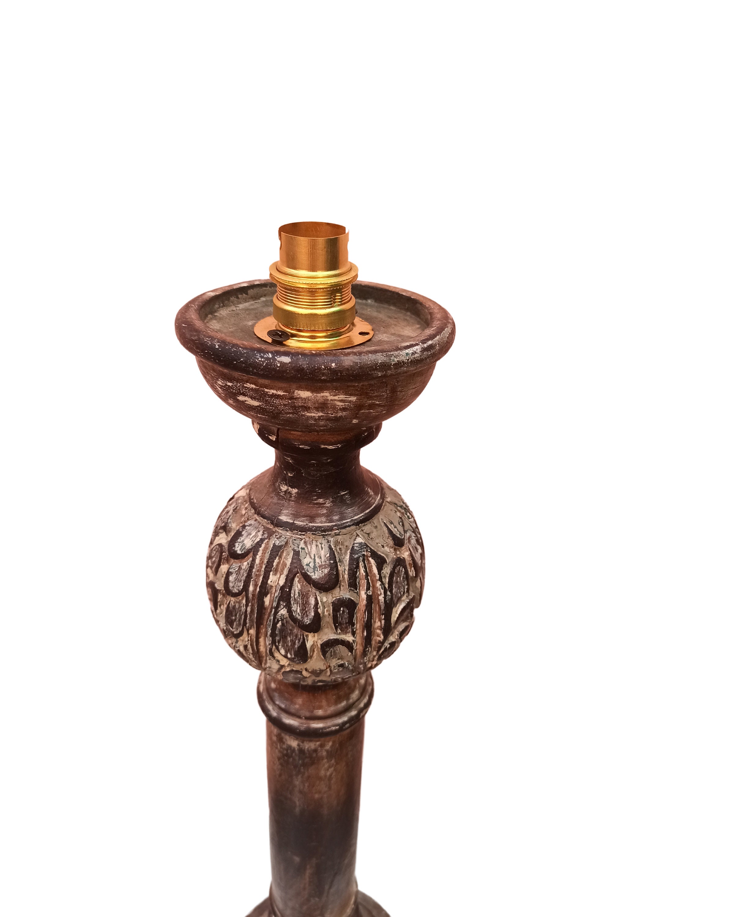 Real Antique Wooden Lamp Base Intricately Hand Carved Wooden Lamp Base ...